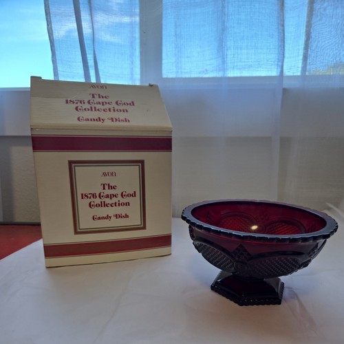 Vintage Avon 1876 Cape Cod Collection Ruby Red Pressed Glass Footed ...
