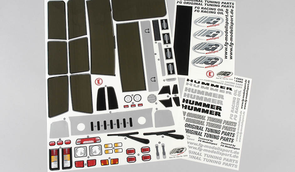 Dekorbogen Modell-Aufkleber für Hummer H2 Set Karosserie 1/6 FG 30155 ...
