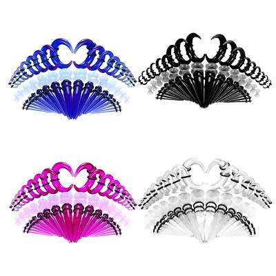 50pcs Acrylic Ear Taper Stretching Kit Plug Stretcher Expander Spike ...