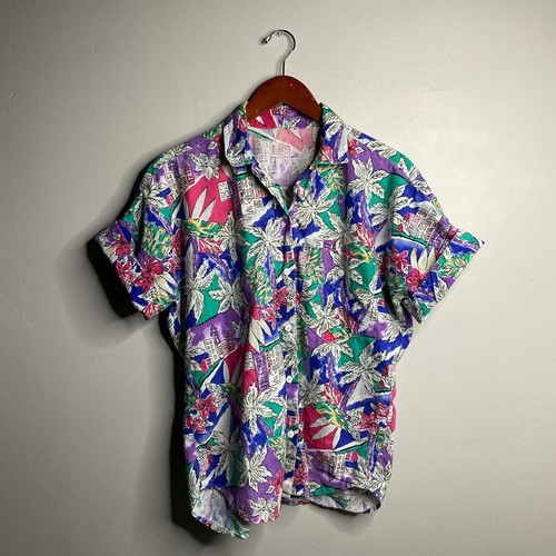 90’s vacation button up shirt with floral pattern | eBay