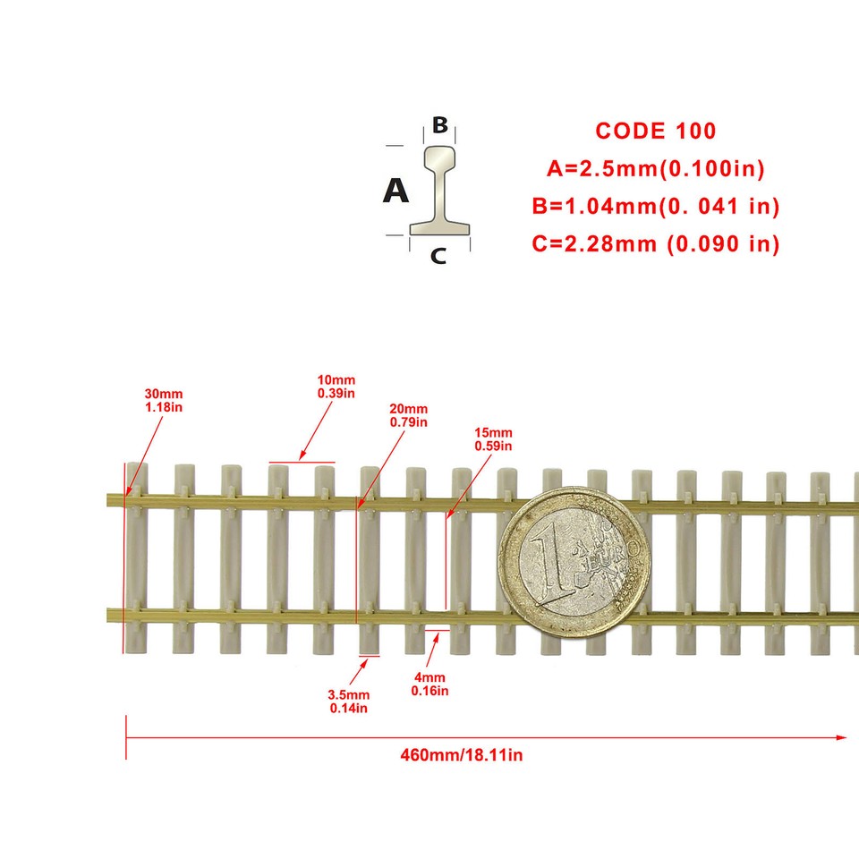 5pcs Model Trains HO Scale 1:87 Track Flexible Rail 46cm with Rail ...