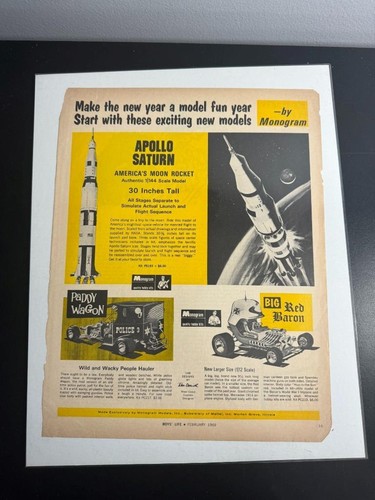 1969 MONOGRAM MODEL KITS Vintage Print Ad featuring Apollo Saturn ...