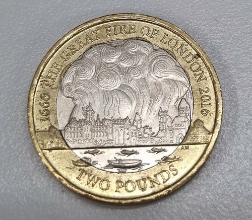 Single Error Rare £2 pound coin 1666 the great fire of London 2016 ...