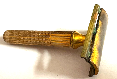 Vintage Gold Tone GILLETTE Razor with Sharp Looking Gold Tone Handle | eBay