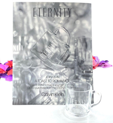Calvin Klein ETERNITY "A Toast To Romance" Promo Counter Sign + Glass ...