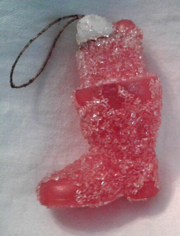 Vintage MCM(?) Plastic Mica/Sugared Red Santa Boot w/Candy Christmas ...