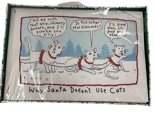 Vintage Shoebox Hallmark Christmas Cards Why Santa Doesn't Use Cats Sleigh Humor | eBay