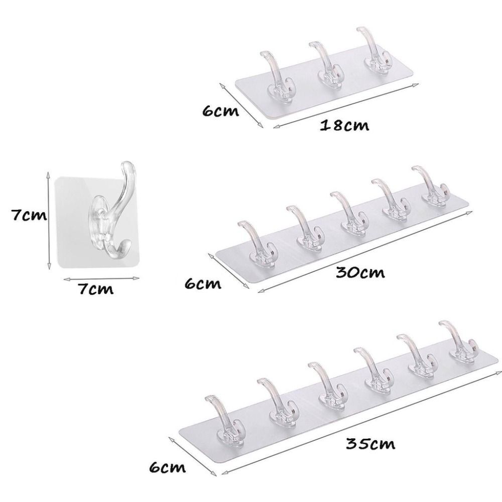 Transparent Clothes Hook 1/3/5/6 Row Multi-Purpose Hooks New Hanging Rack Home | eBay Australia