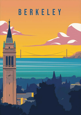Berkeley Travel Illustration SIZE A3 WALL PRINT TRAVEL POSTERS, PRINT ...