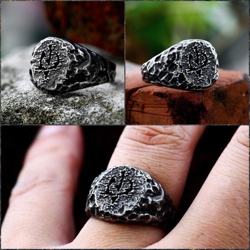 AU Vintage Stainless Steel Sauron Ring of Power Broken Sword Titanium ...