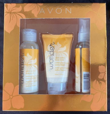 Avon Wonder White Amber Gift Set - Body Cream, Body Wash & Body Mist ...