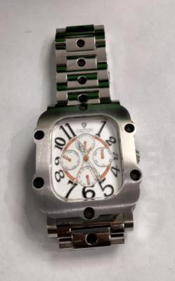 Croton Quartz 53mm Square Satin Steel Case White Dial Mens Watch | eBay