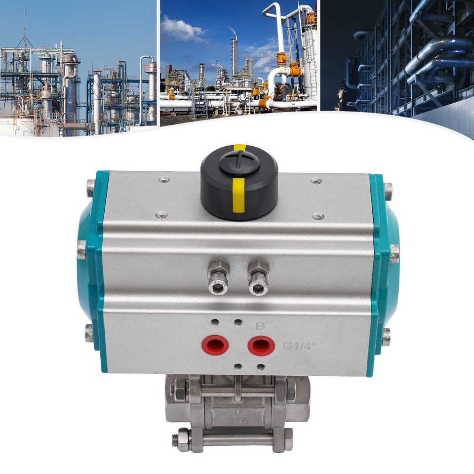 1" Inch Pneumatic Air Actuated Stainless Ball Valve Single Acting ...