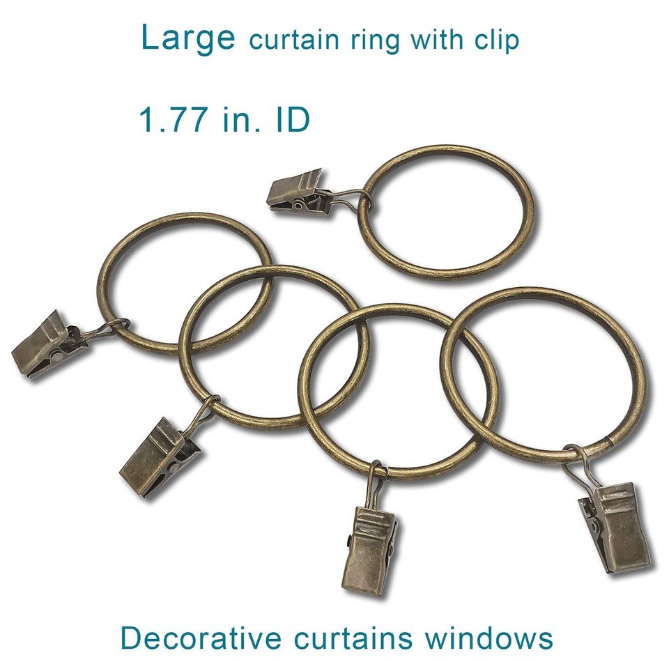 20 Pack Bronze Curtain Rings with Clips, Curtain Hooks Hangers Clip ...