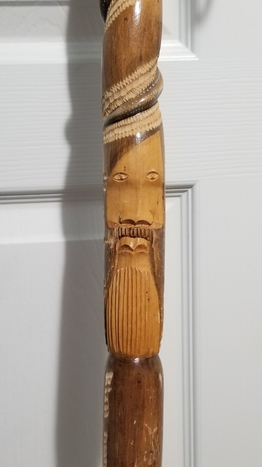 Vintage Spiral Snake Serpent Staff Folk Art Carved Wo… - Gem