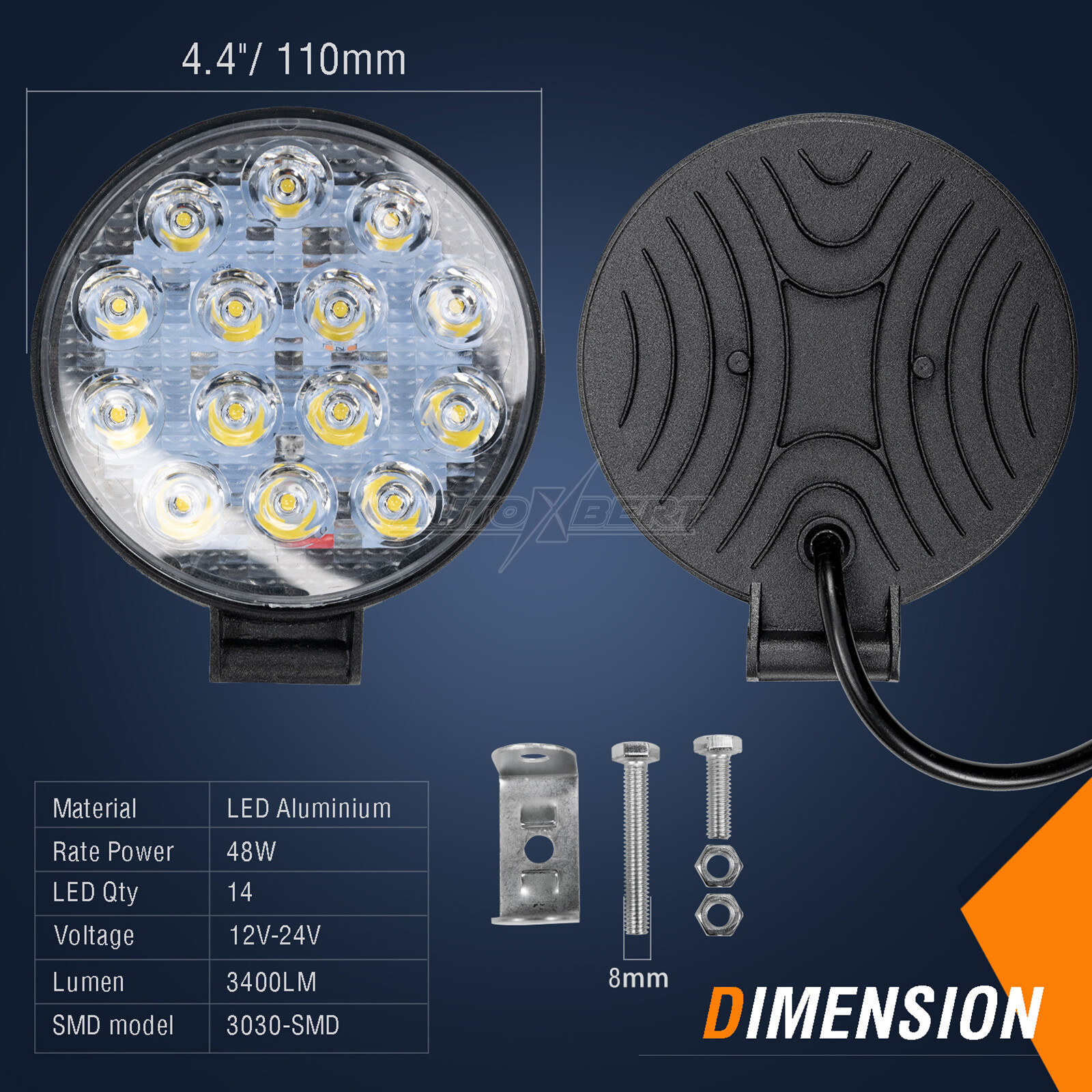 LED Work Light Spot Lights Truck Off Road Tractor Camper Van SUV 12V ...