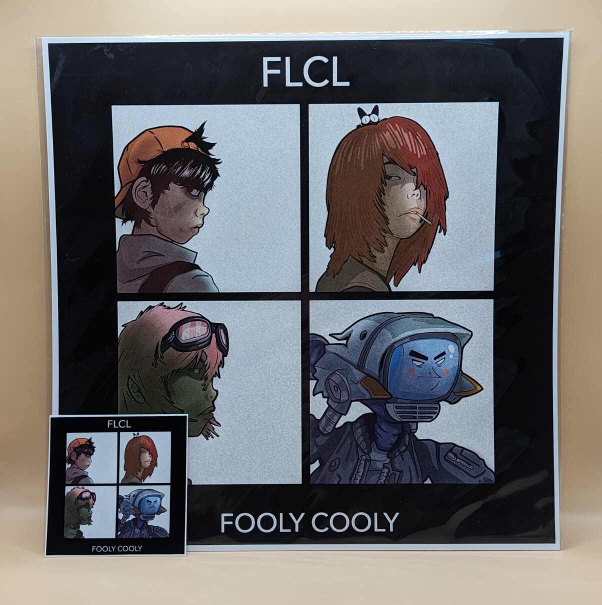 FLCL x Gorillaz 11"x11" Heavy Cardstock Art Print & Sticker Anime Manga ...