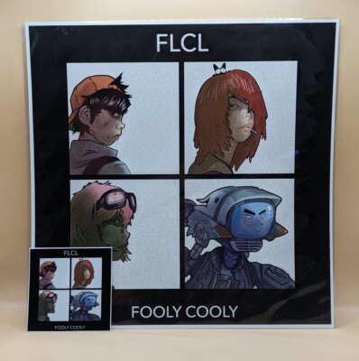 FLCL x Gorillaz 11"x11" Heavy Cardstock Art Print & Sticker Anime Manga ...