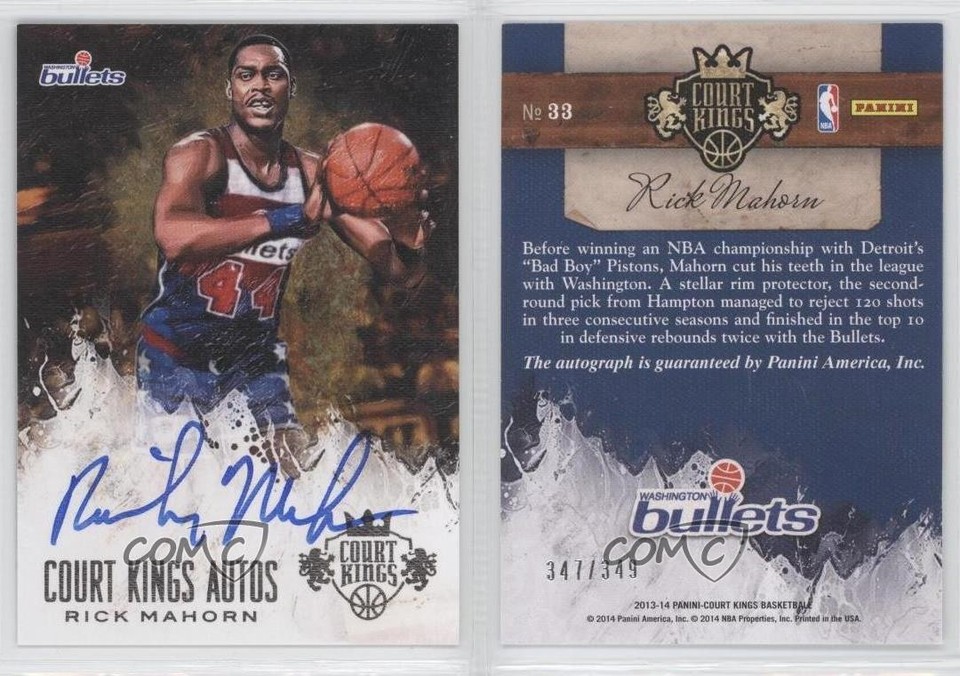 2013-14 Panini Court Kings Auto 347/349 Rick Mahorn #33 Auto 0o9 | eBay