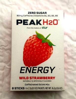 PEAK H20 Energy Wild Strawberry Caffeine Zero Sugar On-The-Go Drink Mix ...