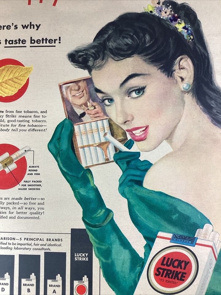 Lucky Strike Cigarettes Print Ad 1952 Atlanta AJC Pretty Girl Be Happy ...