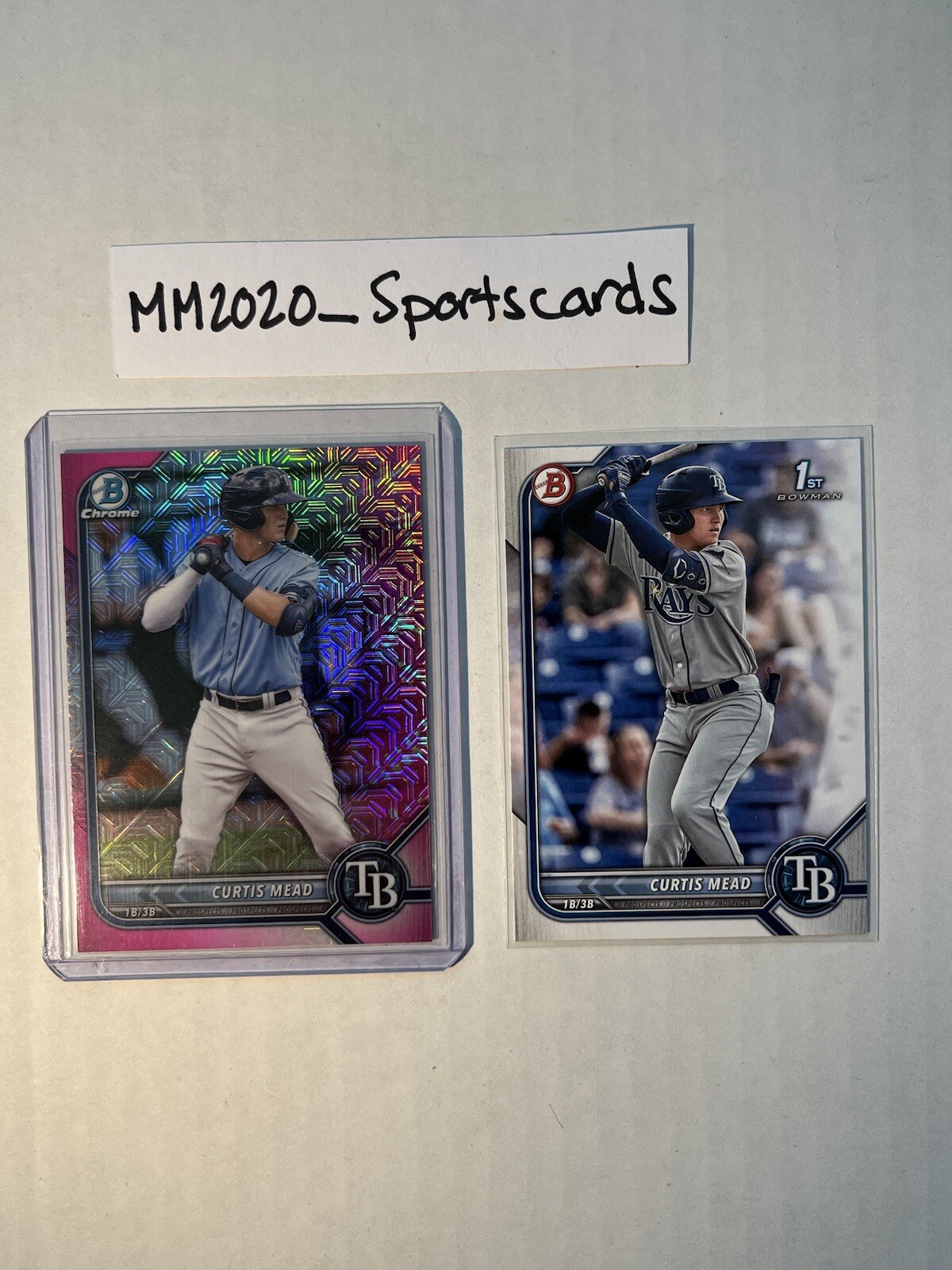 Curtis Mead 2022 1st Bowman & Chrome /199 MOJO MAGENTA REFRACTOR Rays ...