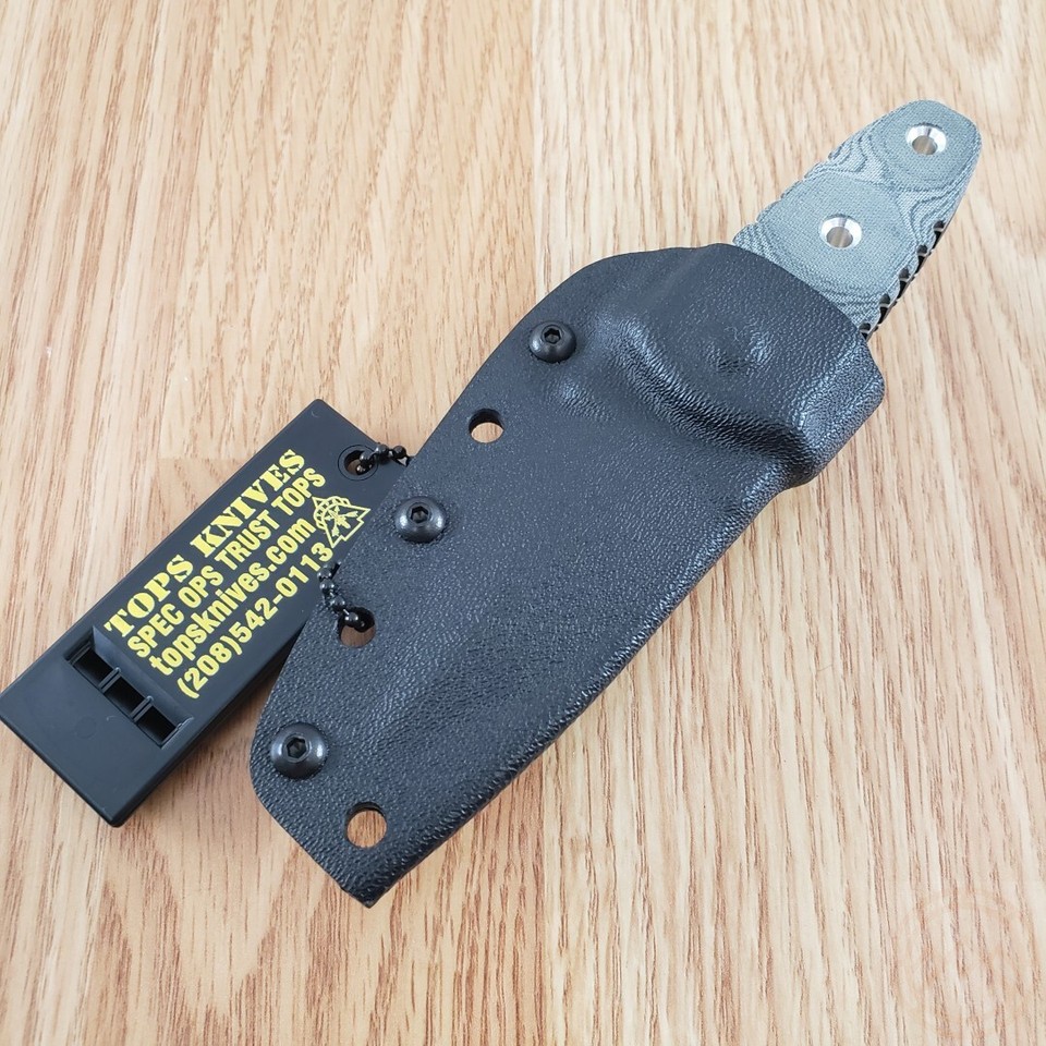 TOPS Ranger Short Fixed Knife 2.5" 1095 Steel Double Edge Blade Micarta ...
