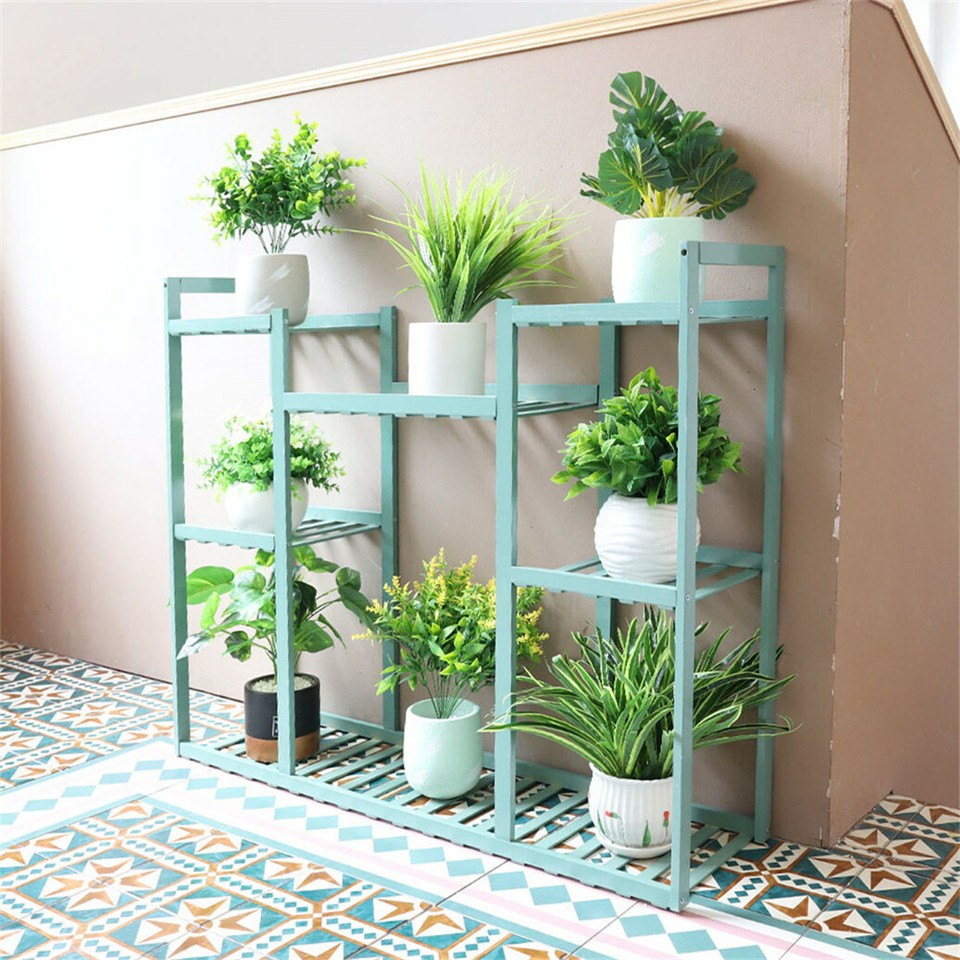 Multi-tiers Wood Plant Stand Corner Ladder Flower Rack Display Shelf In ...