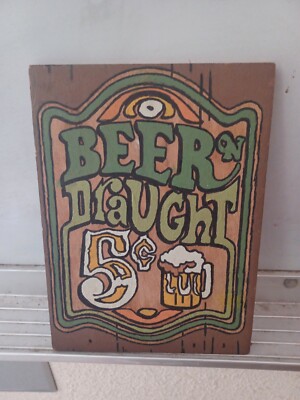 6x8 Beer On Draught 5 Cents Wooden Sign | eBay