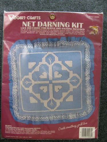 Vogart Crafts Net Darning Kit - Hearts Pillow W/Lace 14” x 14” Kit | eBay