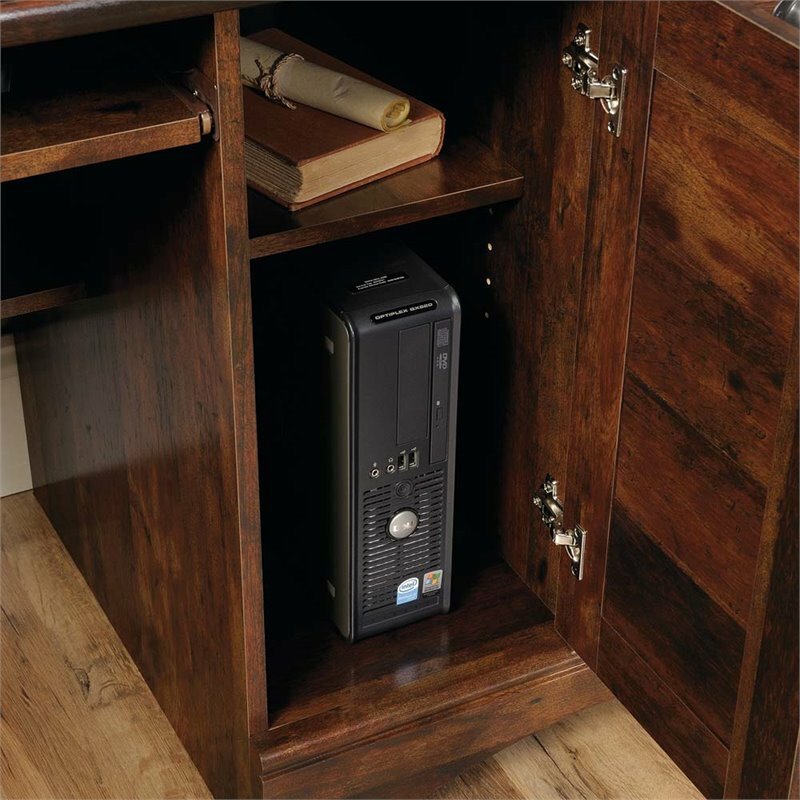 Sauder Harbor View Engineered Wood Computer Desk with Hutch in Curado ...