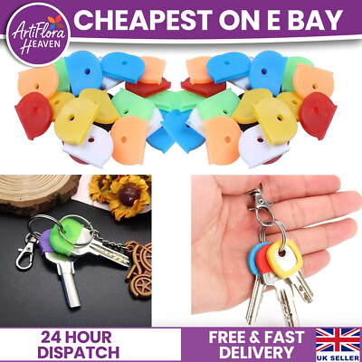 24 x Coloured Key Top cover Caps Assorted Head Covers ID Tag Cap Ring ...