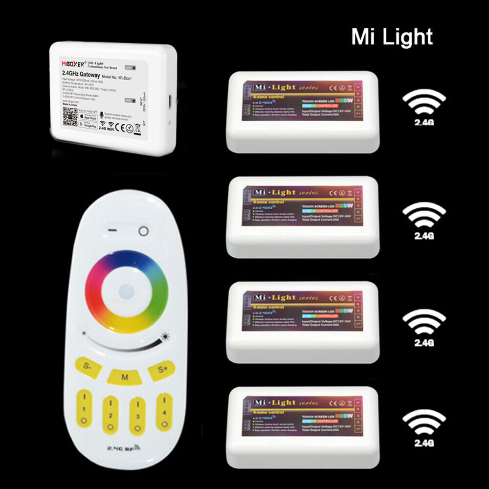 Mi Light 2.4G Wireless RF Remote 4zone WiFi RGBW WW/CW RGB LED Strip ...