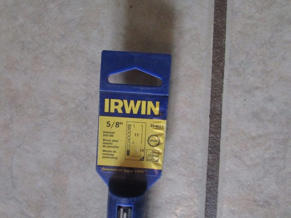 Irwin Hammer Drill Bit - 5/8"- #324051 - Spline - Made in Denmark - New ...