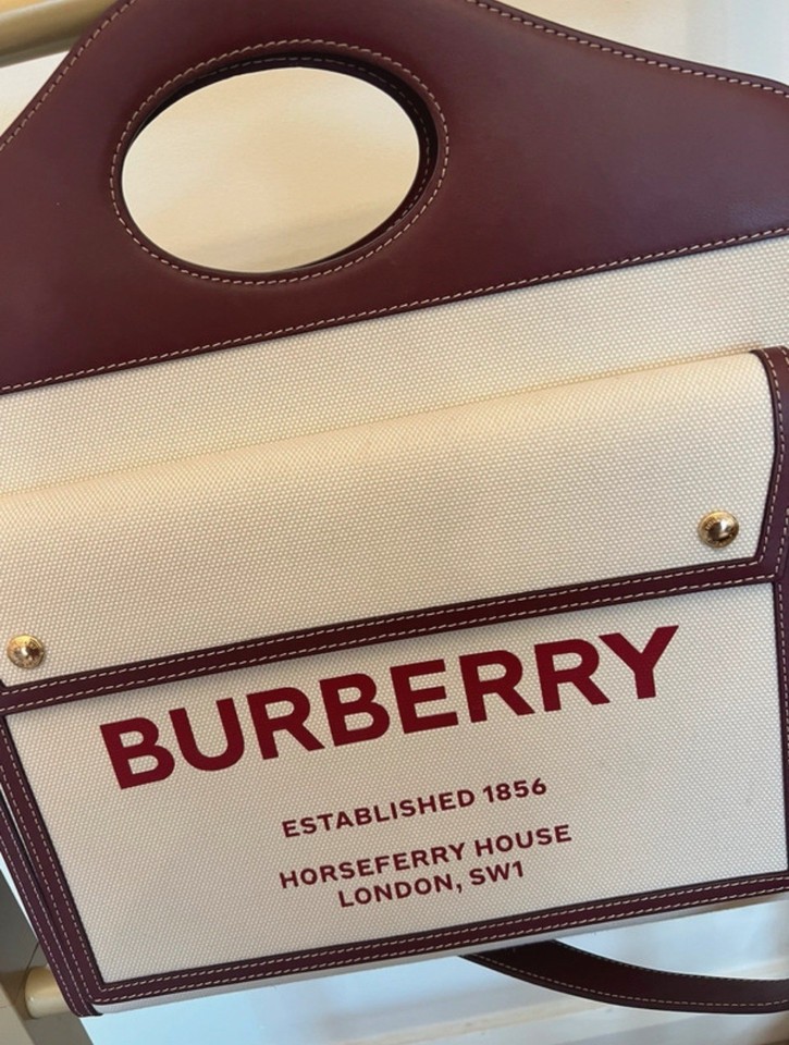 Burberry Medium Pocket Bag - Two Tone Canvas & Tan Leather | eBay UK