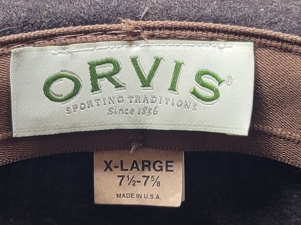 Orvis Wool Heathered Felt Hat Brown XL (7 1/2 - 7 5/8) Fishing Fedora ...