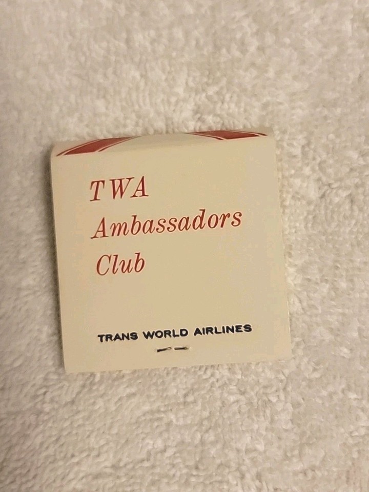 Vintage TWA Ambassadors Club Trans World Airlines Matchbook Unstruck ...
