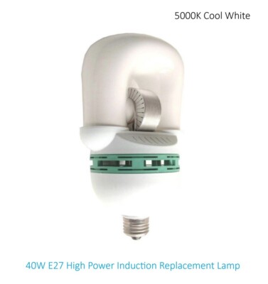 40W High Power Induction Bulb E27 Replacement Hi-Bay Warehouse Garage ...