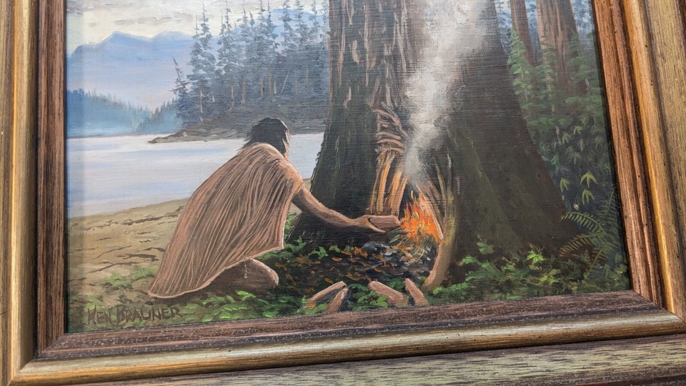 Vintage Oregon Artist Ken Brauner Native American Indian Like Painting ...