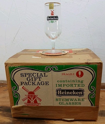 Vintage HEINEKEN Windmill Gold Rim Half Pint Stemmed Beer Glass Gift ...