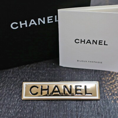 CHANEL Gold Plated CC Rectangle Plate Pin Brooch #9277a Rise-on | eBay