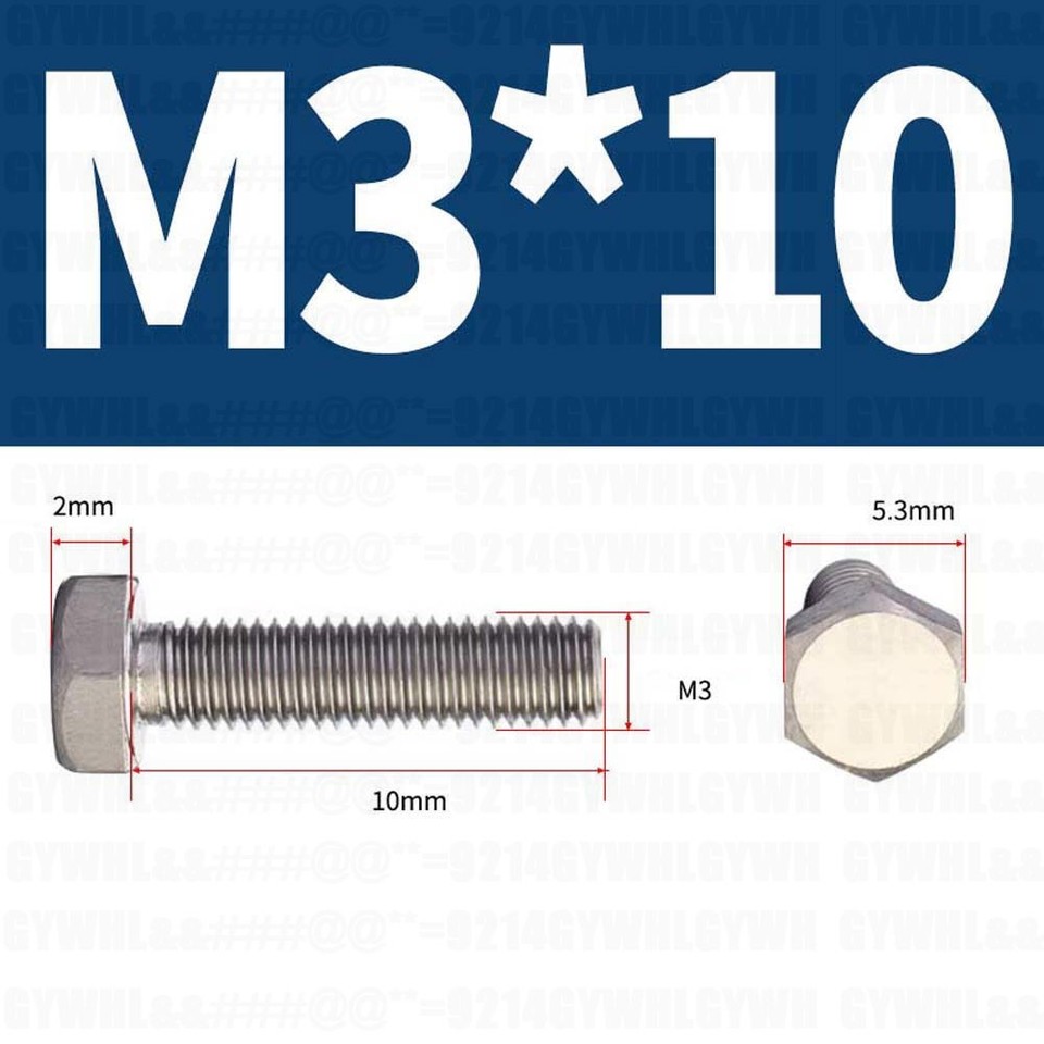 M3 - M20 TA2 Titanium Hexagon Head Set Screws Fully Threaded Metric ...