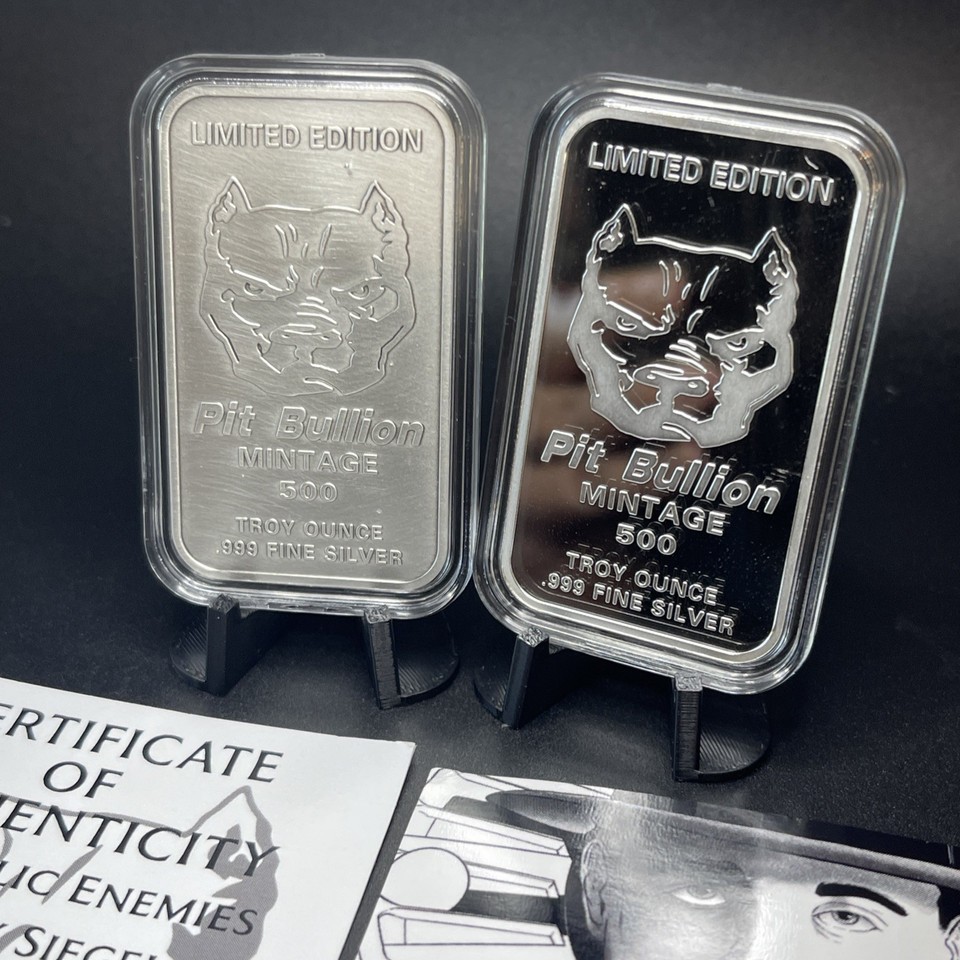 Lot Of (2) 1oz Bugsy Siegel Pit Bullion Proof & Antiqued .999 Silver ...