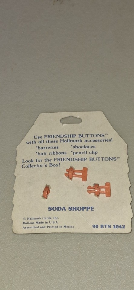 Vintage Hallmark Friendship Buttons BUTTONS PINK SODA SHOPPE,1980s Sat ...