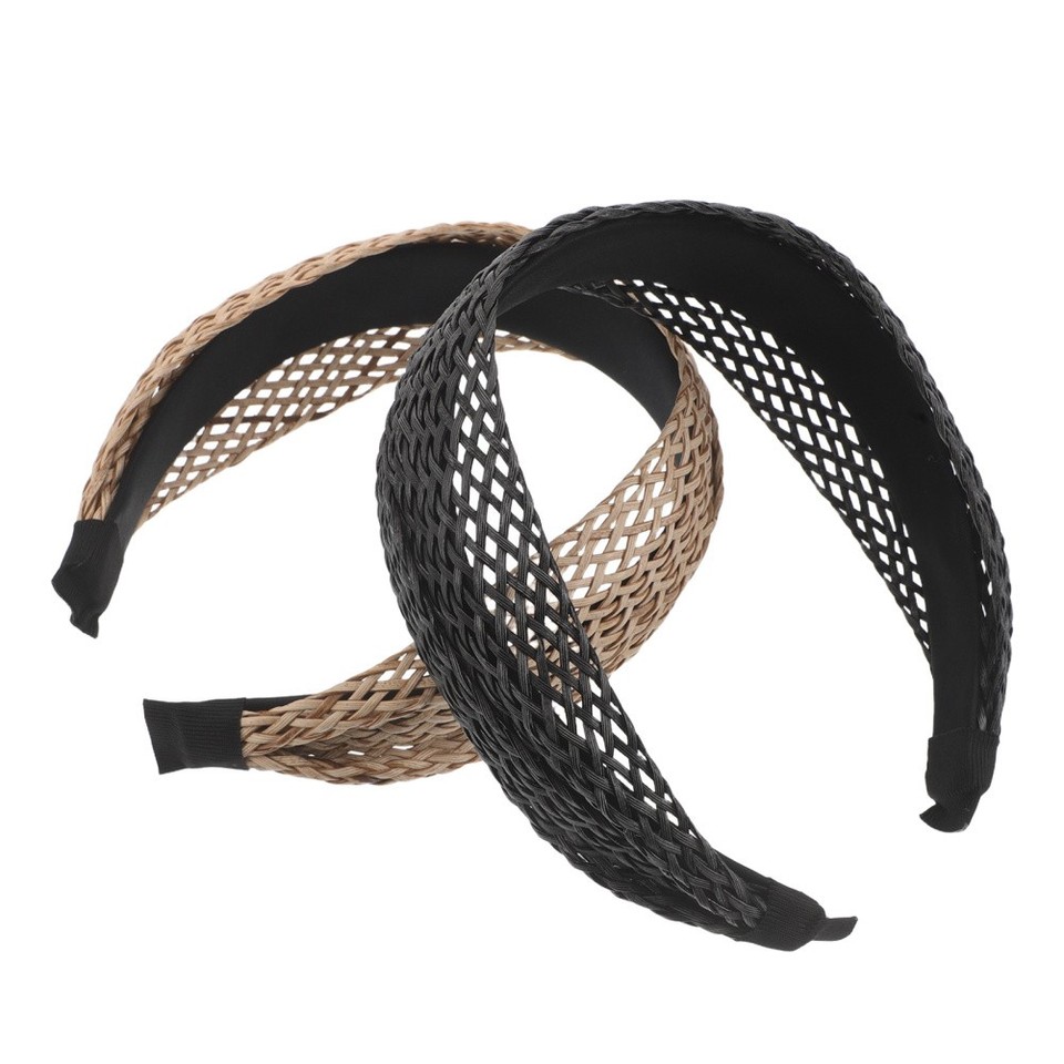 2 Pcs Rattan Braided Wide Headband Woven Twist Headbands Boho Fashion ...
