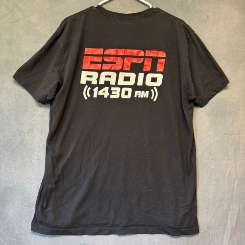 Vintage ESPN Radio 1430 AM T-Shirt XL Black Graphic Tee Next Level Soft ...