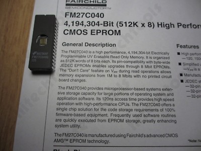 6pcs *NEW* Fairchild FM27C040Q120 4Mbit (512K x 8) UV-erasable EPROM ...