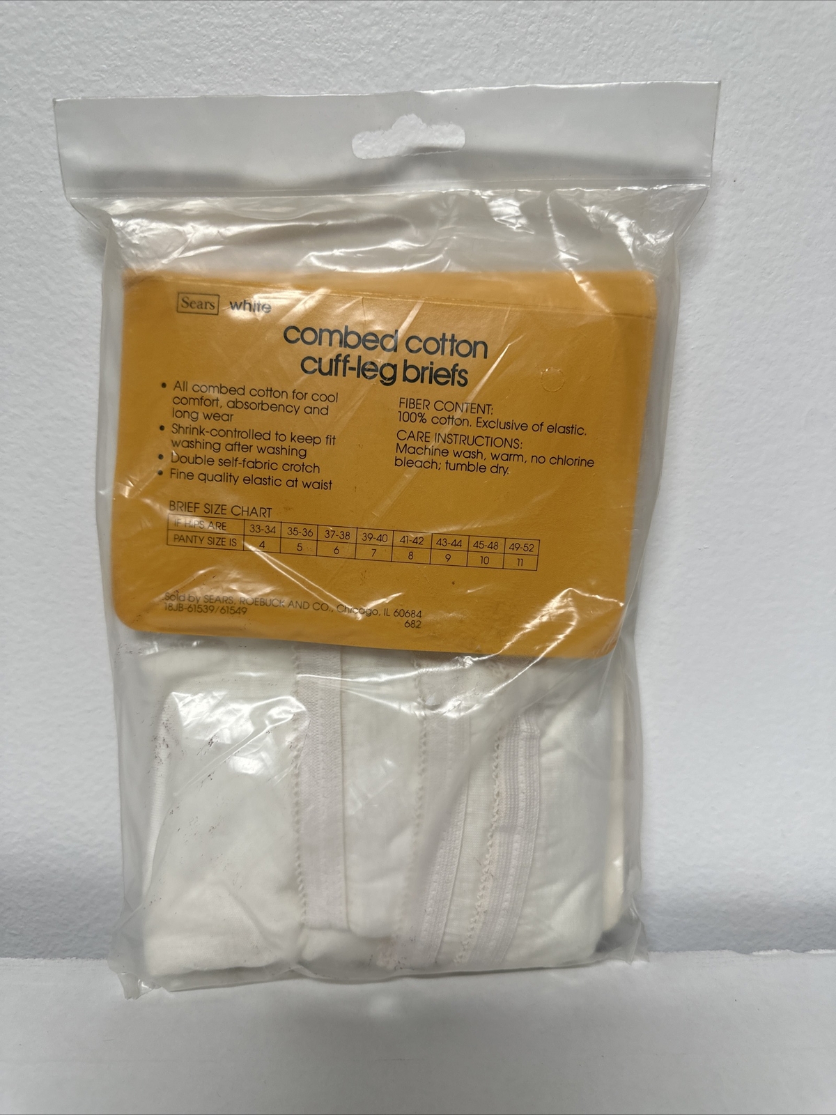 VTG Sears Yellow Package Panty Fuller Cut Cuff Leg Cotton Briefs 3 Pair ...