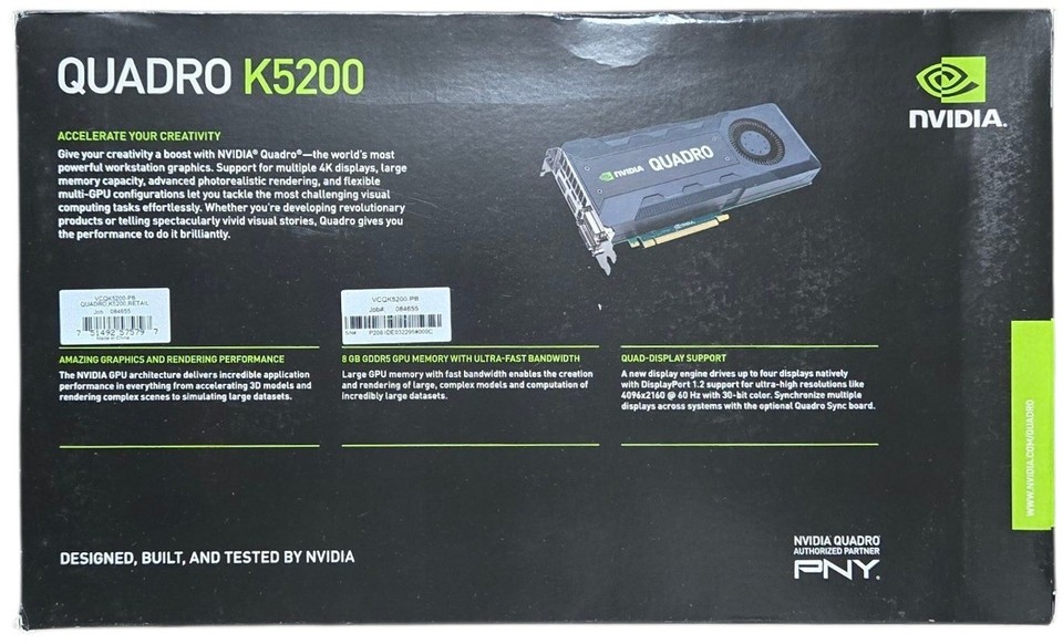 NEW PNY Nvidia Quadro K5200 8GB PCI-E Video Card VCQK5200-PB | eBay