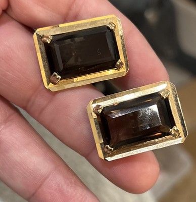 Vintage Rectangle Signed Swank Wide Gold Tone Cufflinks Fantastic Brown ...